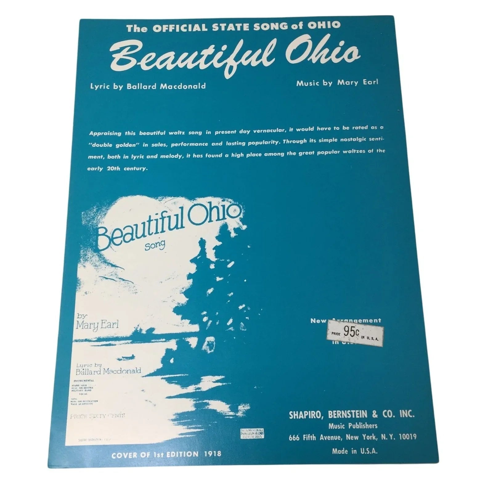 The Official State Song of Ohio ''Beautiful Ohio'' Sheet Music - A+ ...